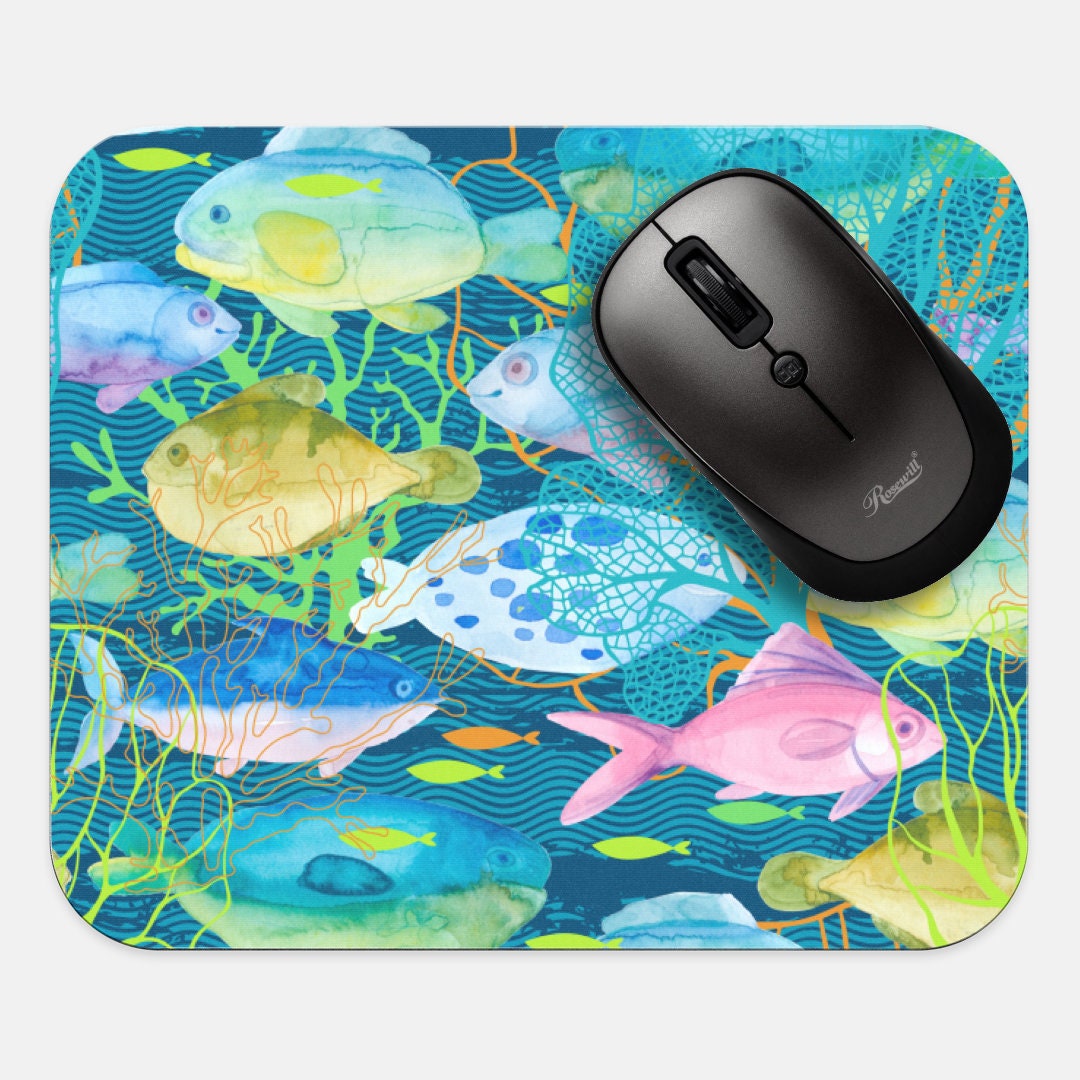 Fish Mouse Pad, 9"x8" Animal Sea Ocean Fish Mouse Pad, Tech Desk ...
