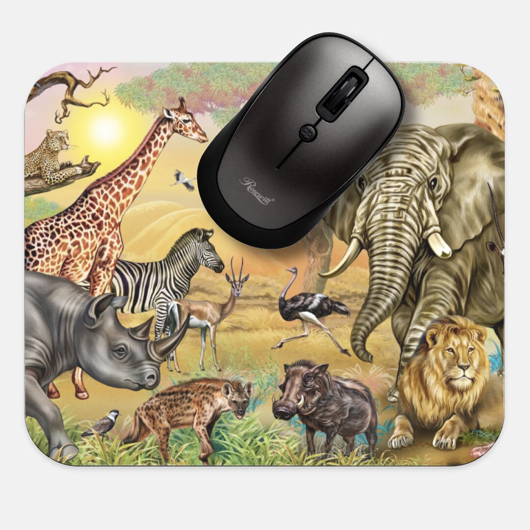 Jungle Animals Mouse Pad, 9"x8" Elephant Animal Mouse Pad, Tech Desk ...