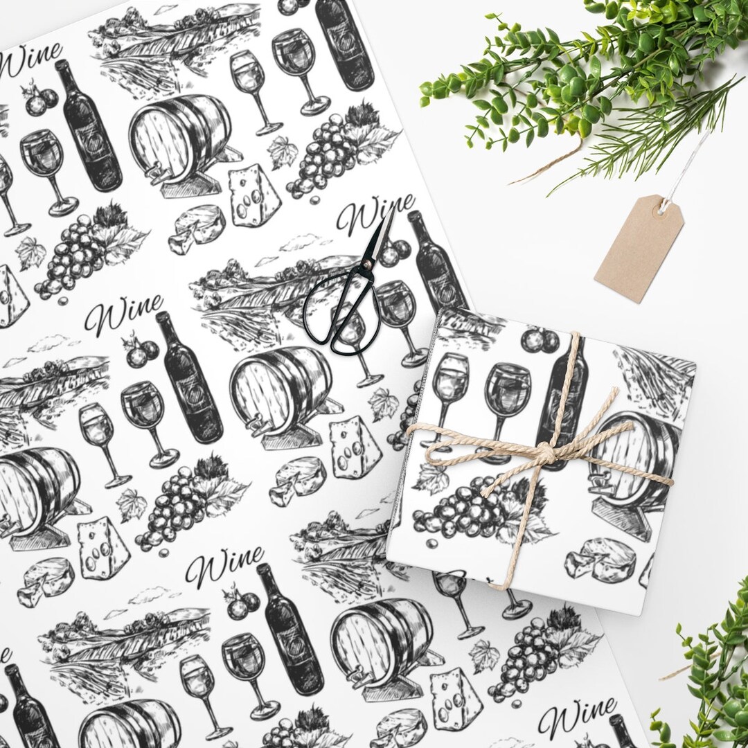 Wine Grapes Alcohol Wrapping Paper Two Sizes Sustainably - Etsy