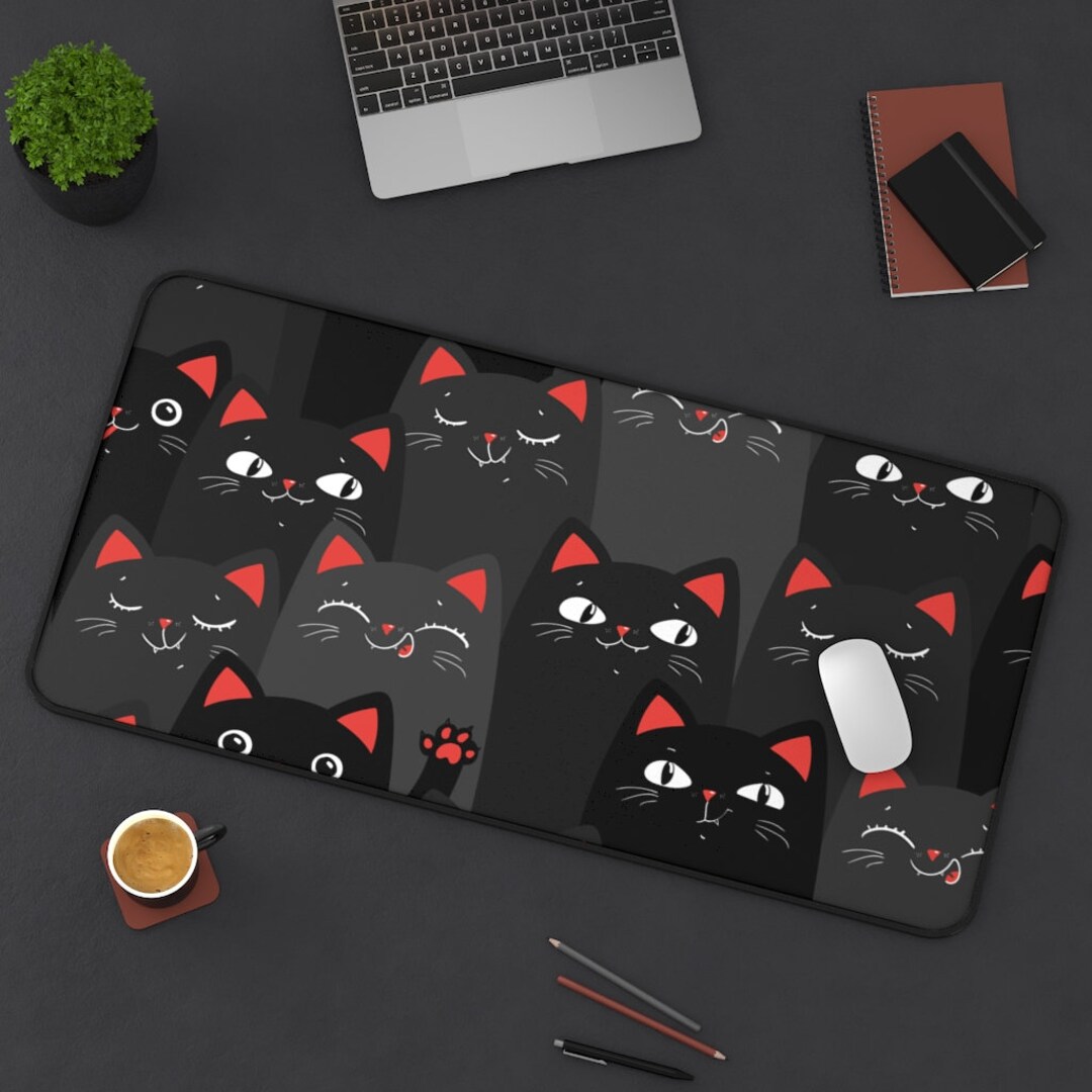 LARGE Cats Desk Mat, 3 Sizes Non Slip Desk Pad, Office Computer ...