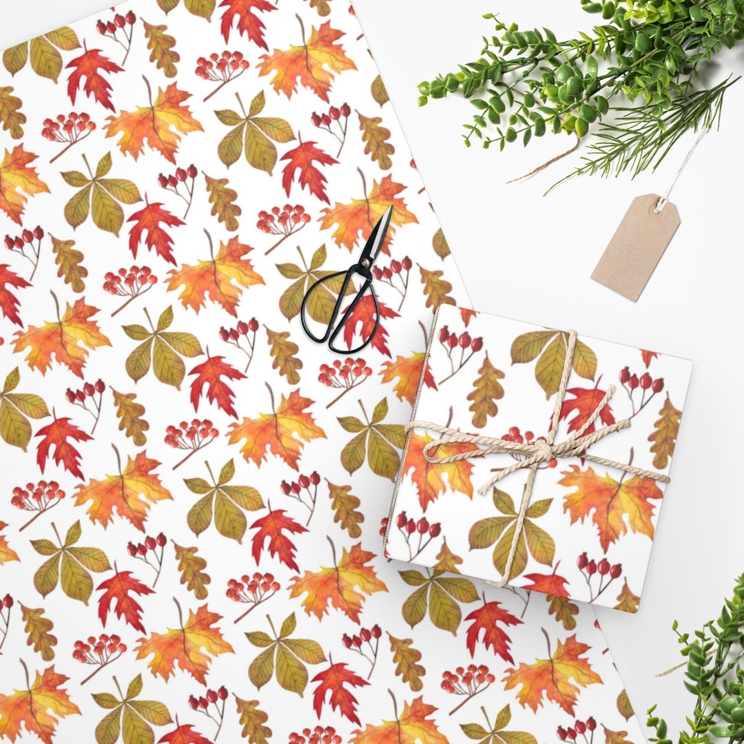 Autumn Leaves Wrapping Paper, Two Sizes, Sustainably Sourced, Party ...