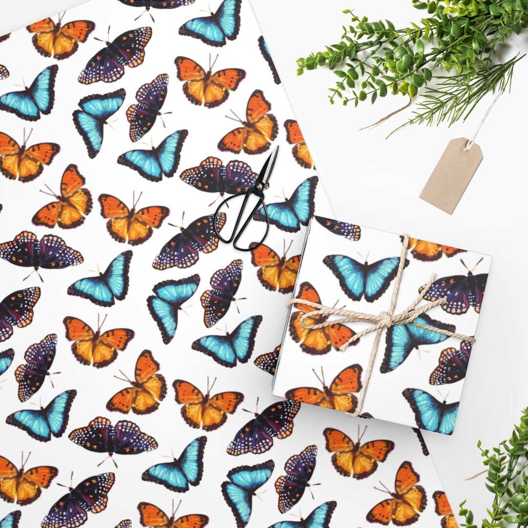 Butterflies Wrapping Paper Two Sizes Sustainably Sourced Party