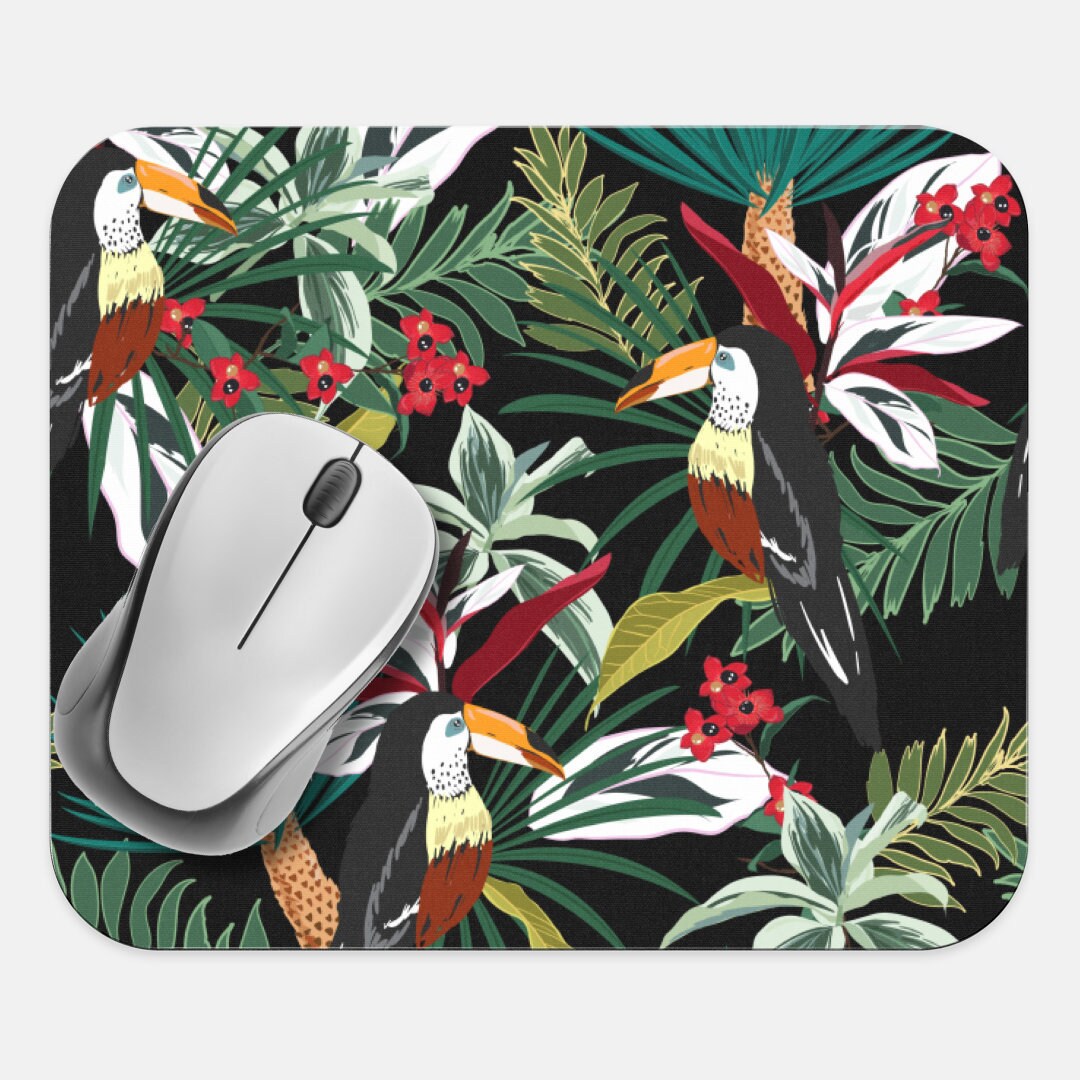 Tropical Jungle Mouse Pad, 9"x8" Floral Tropical Mouse Pad, Tech Desk ...