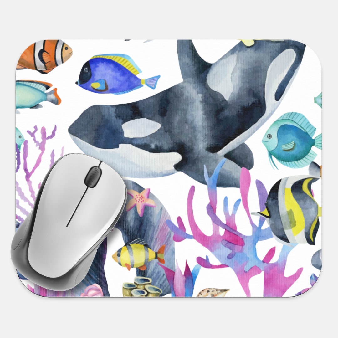 Whale Mouse Pad, 9"x8" Animal Coral Reef Ocean Fish Mouse Pad, Tech ...