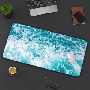LARGE Ocean Waves Desk Mat, 3 Sizes Non Slip Desk Pad, Office Computer ...