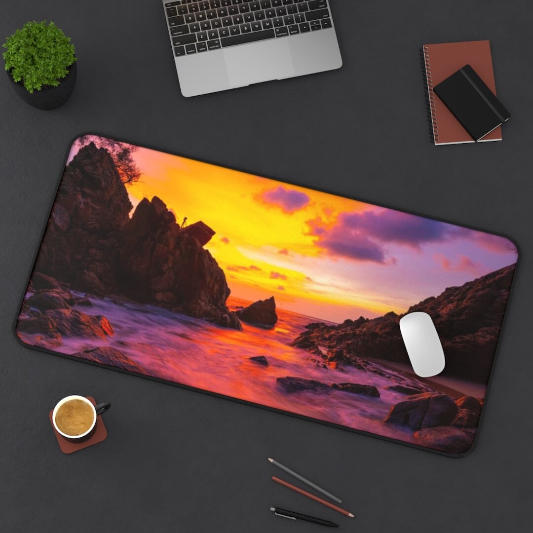 LARGE Ocean Waves Desk Mat, 3 Sizes Non Slip Desk Pad, Office Computer ...