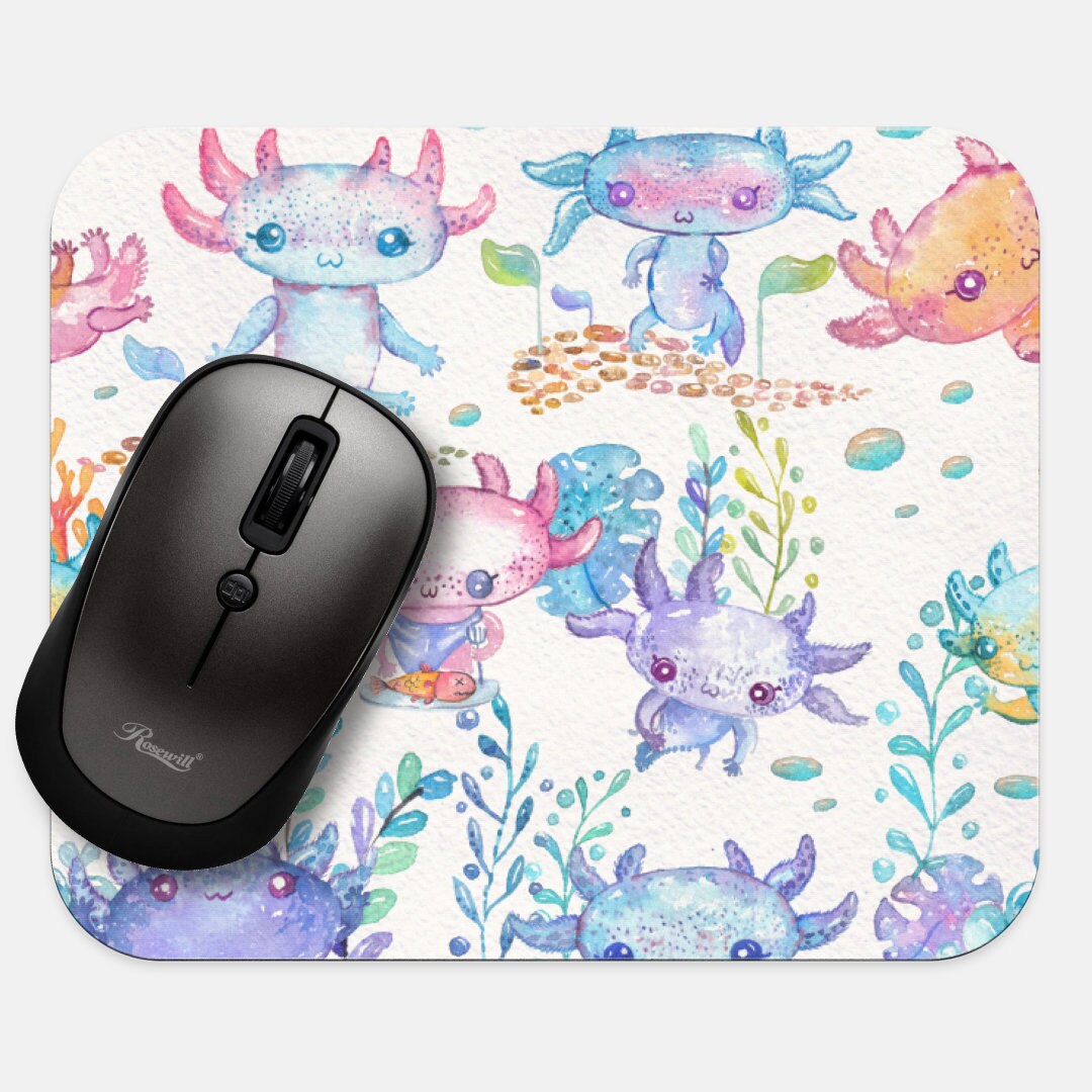 Axolotl Mouse Pad, 9"x8" Water Salamander Desk Pad, Tech Desk Office ...