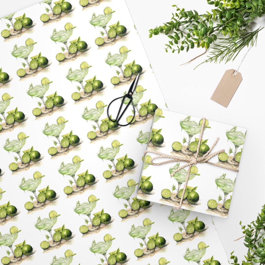 Lime Margarita Wrapping Paper, Two Sizes, Sustainably Sourced, Party ...