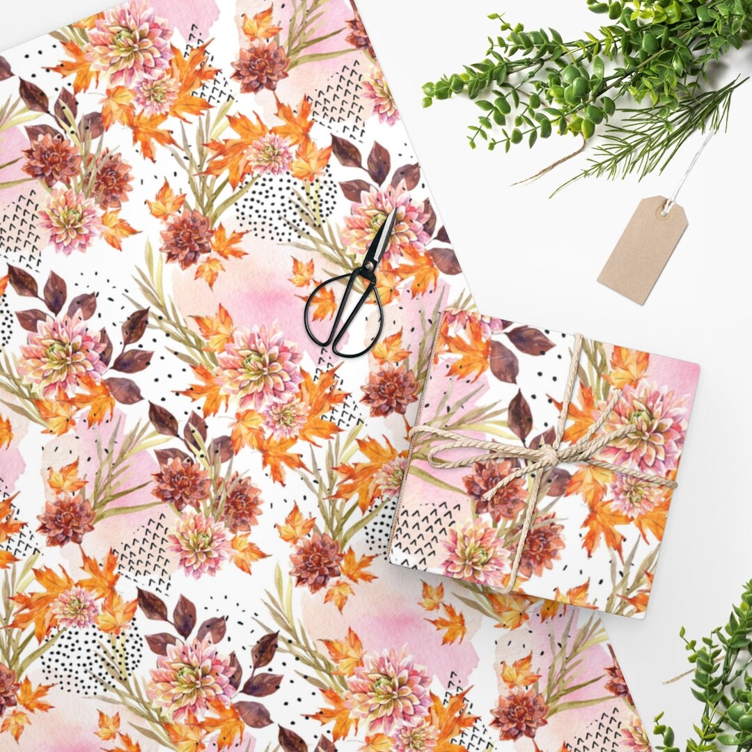 Autumn Leaves Wrapping Paper, Two Sizes, Sustainably Sourced, Party ...