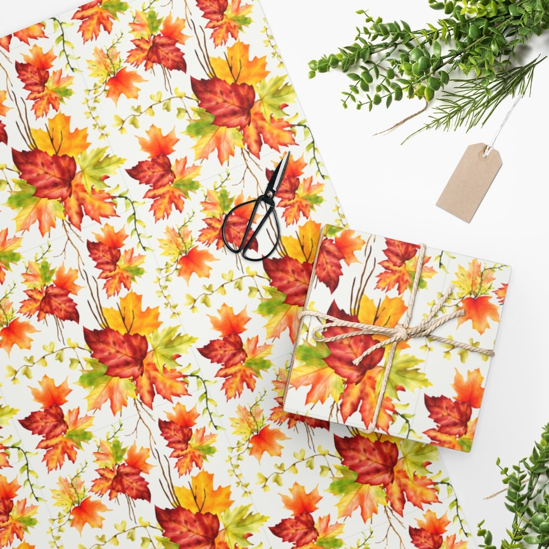 Autumn Leaves Wrapping Paper, Two Sizes, Sustainably Sourced, Party ...