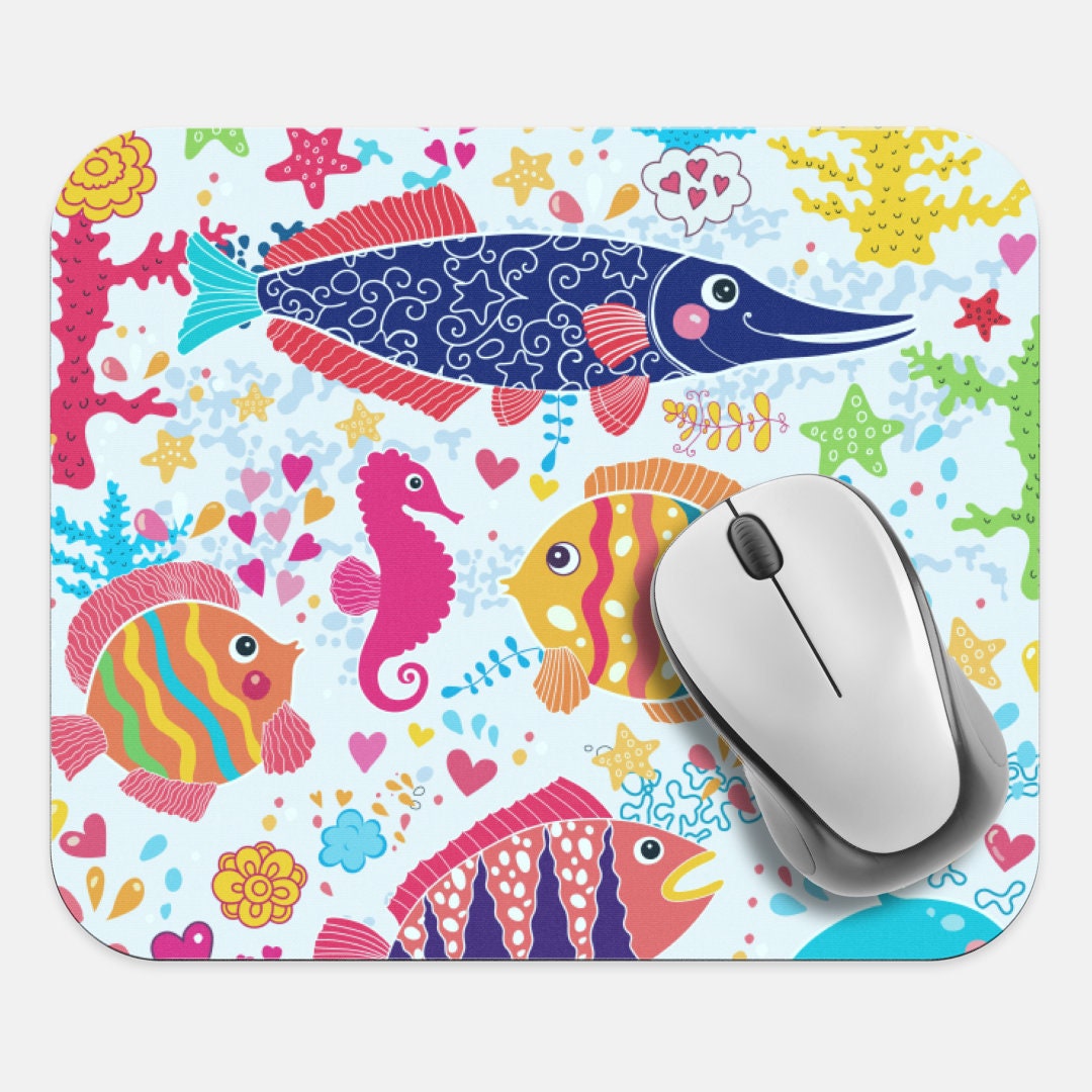 Fish Mouse Pad, 9"x8" Inch Animal Coral Reef Ocean Fish Mouse Pad, Tech ...