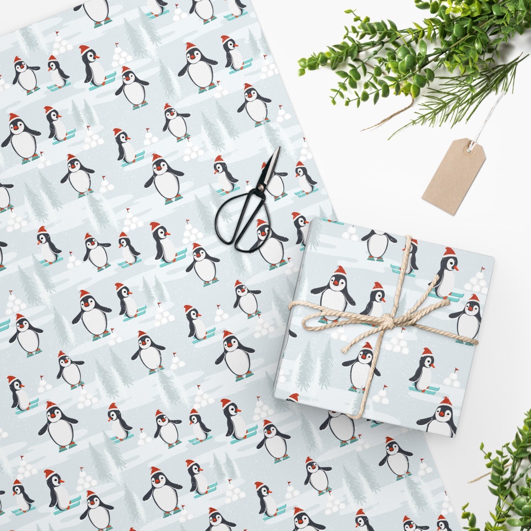 Christmas Penguins Wrapping Paper, Two Sizes, Sustainably Sourced ...