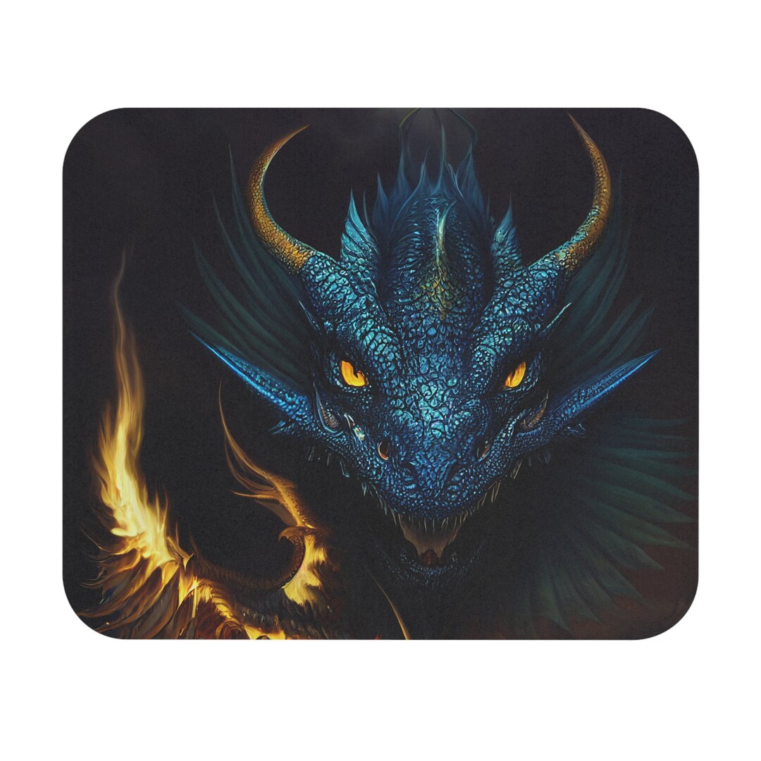 Blue Fire Dragon Mouse Pad, 9"x8" Inch Mouse Pad With Rubber Backing ...
