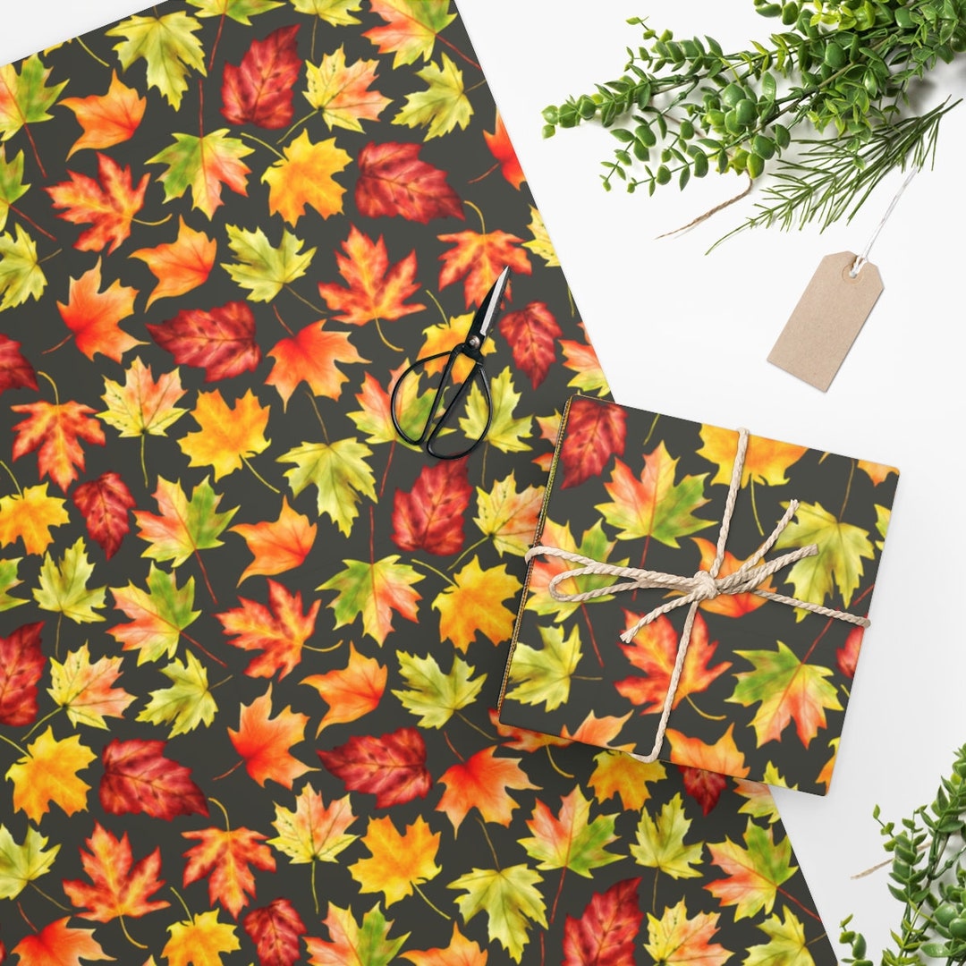 Autumn Leaves Wrapping Paper, Two Sizes, Sustainably Sourced, Party ...