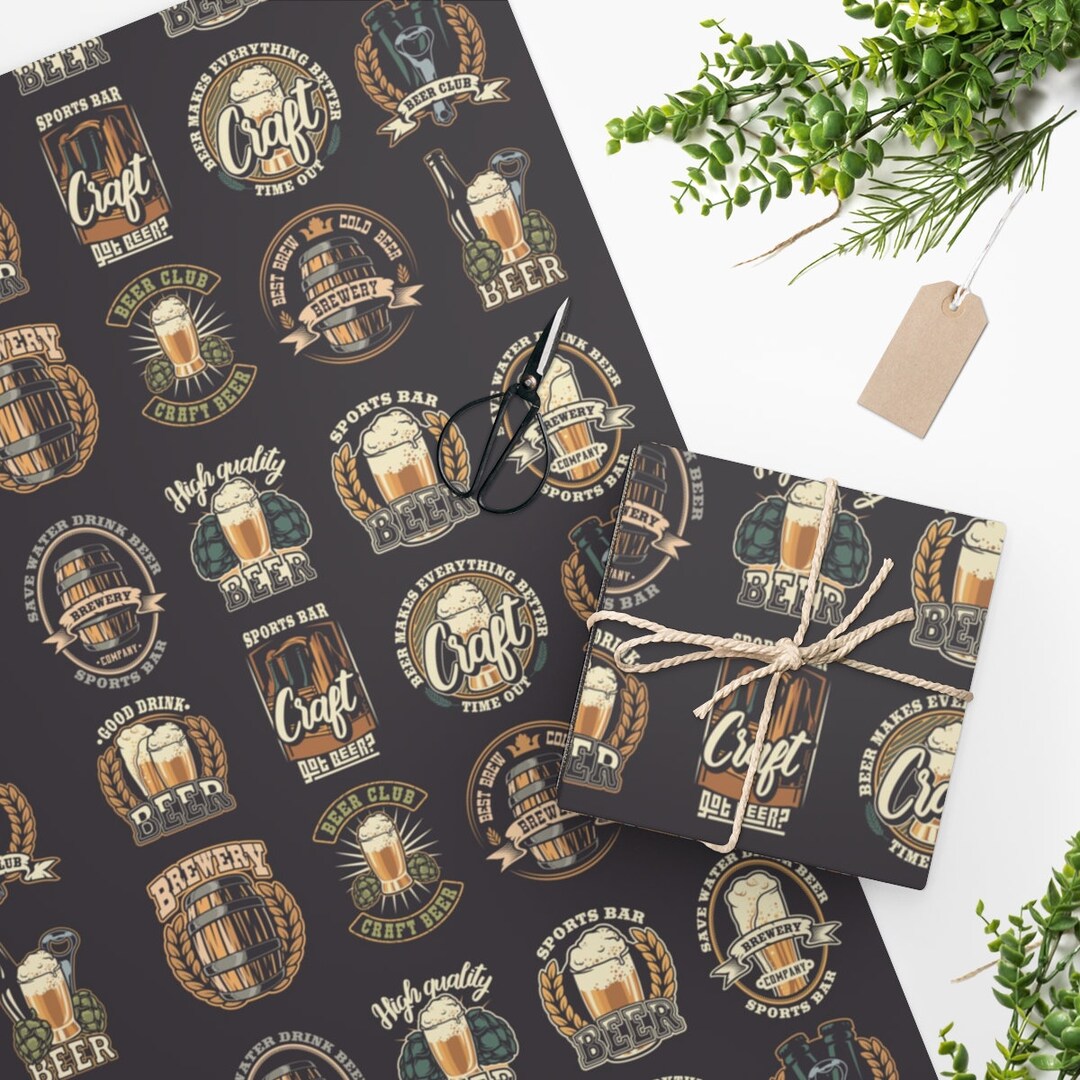 Beer Alcohol Wrapping Paper Two Sizes Sustainably Sourced - Etsy