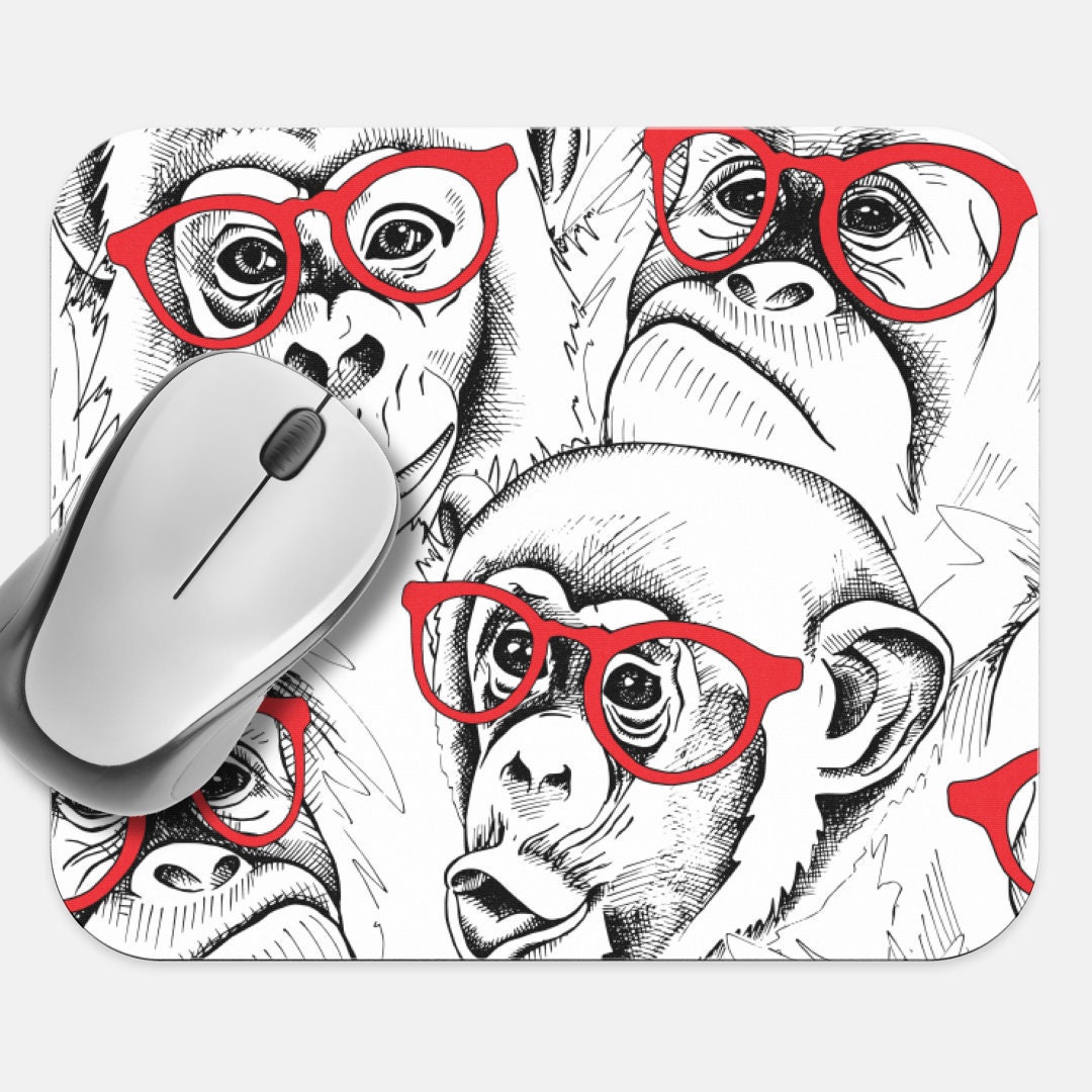 Monkey Mouse Pad, 9"x8" Funny Ape Monkey Animal Mouse Pad, Tech Desk ...