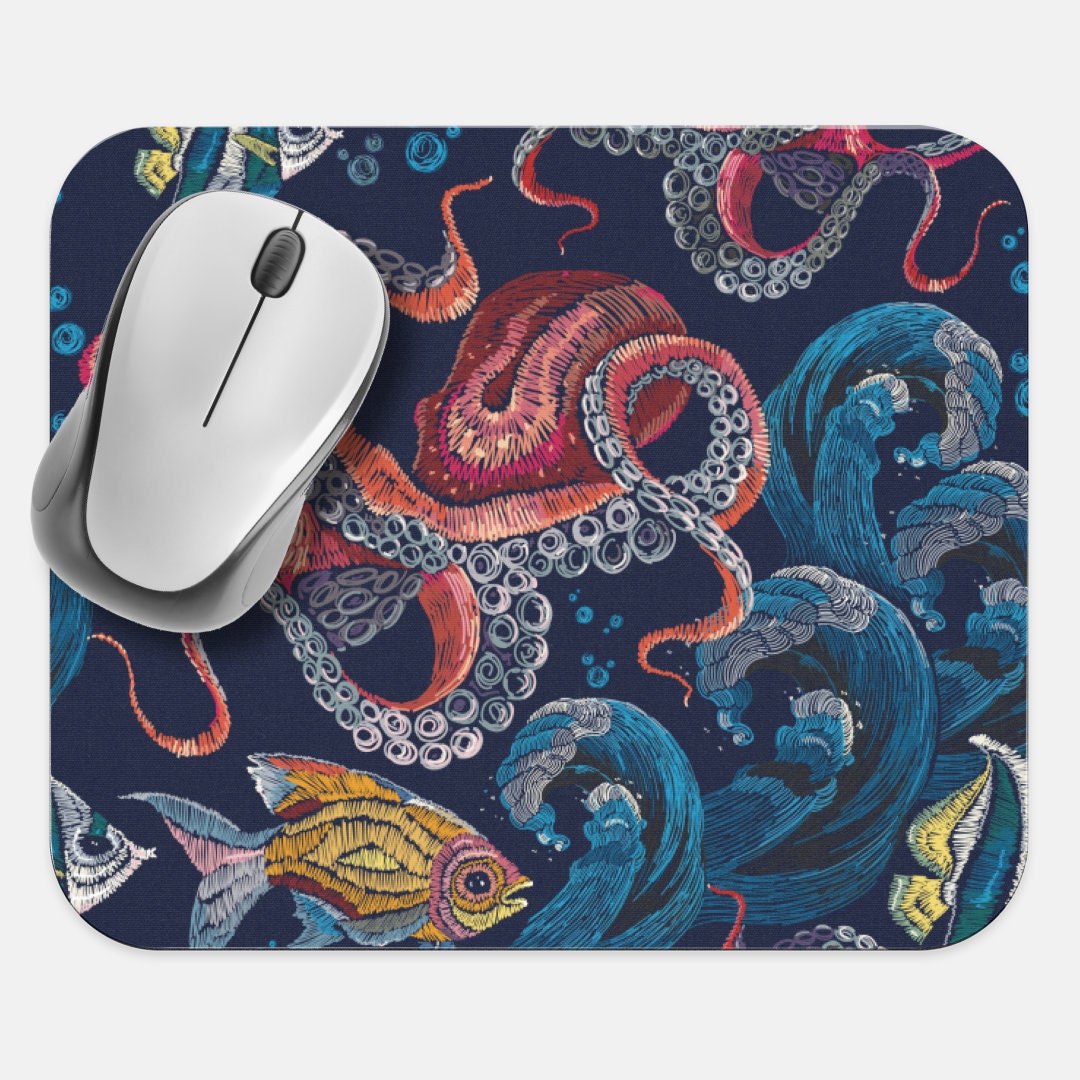 Octopus Mouse Pad, 9"x8" Inch Animal Dolphin Ocean Fish Mouse Pad, Tech ...