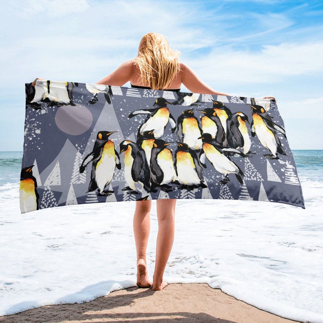 Large Beach Towel, 30 X 60 Inch Towel, Bath Towel, Christmas Penguin ...