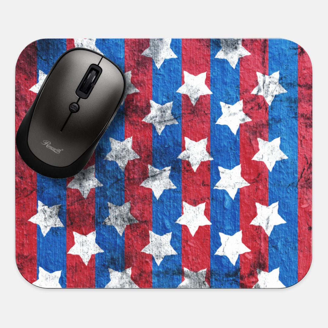 Patriotic USA Mouse Pad, 9x8 Flag Stars Mouse Pad, Tech Desk Computer ...