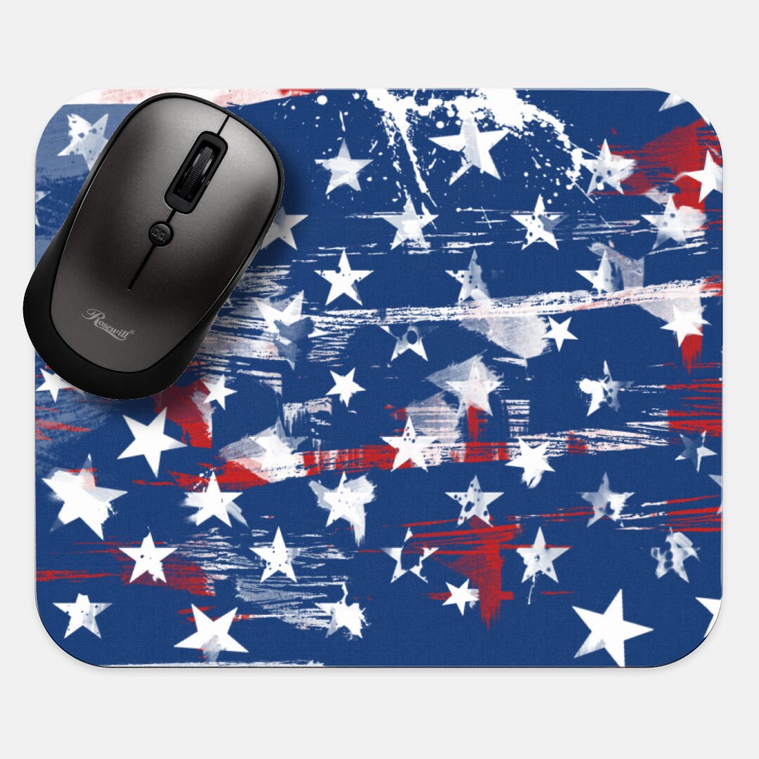 Patriotic USA Mouse Pad, 9"x8" Flag Stars Mouse Pad, Tech Desk Computer ...