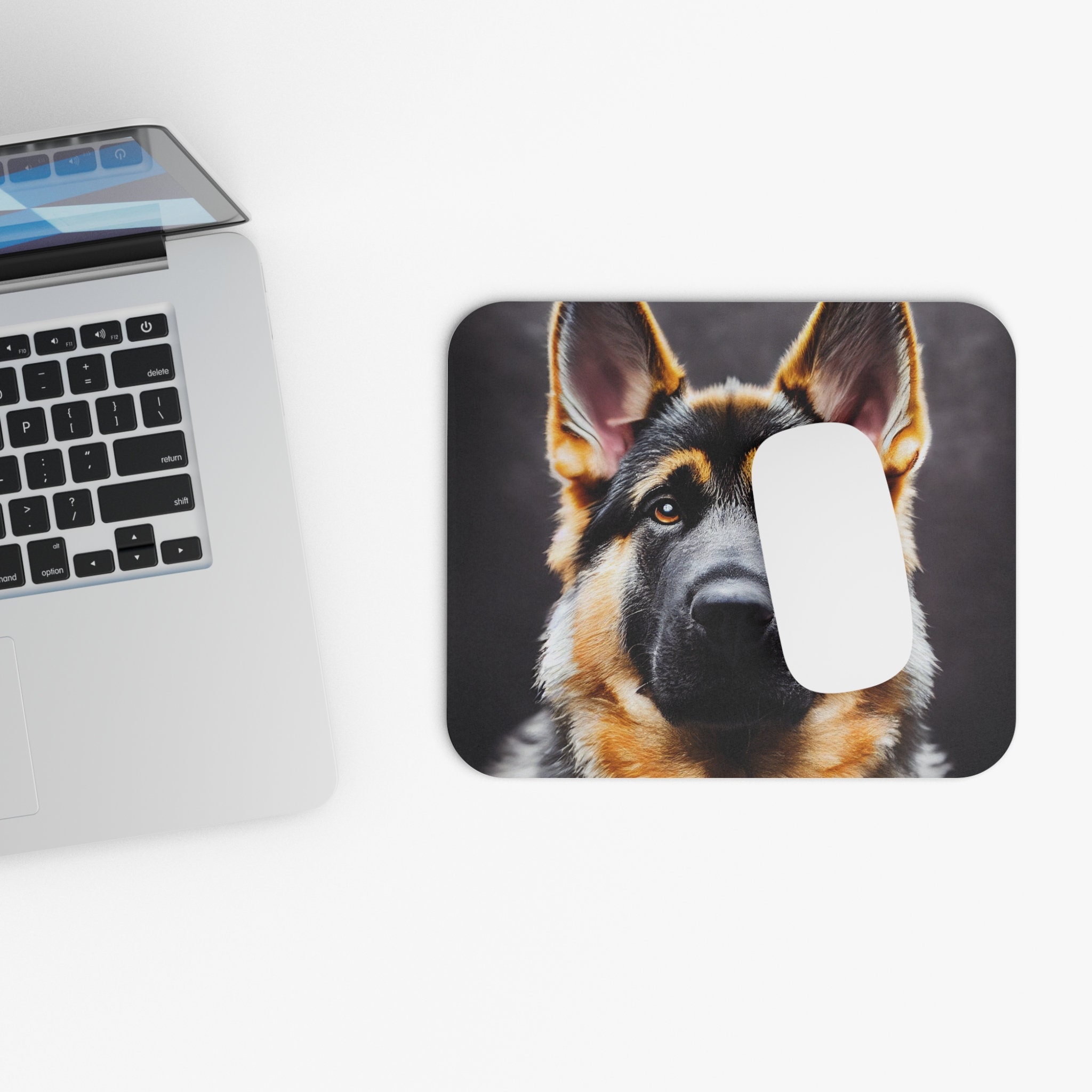 German Shepherd On Computer