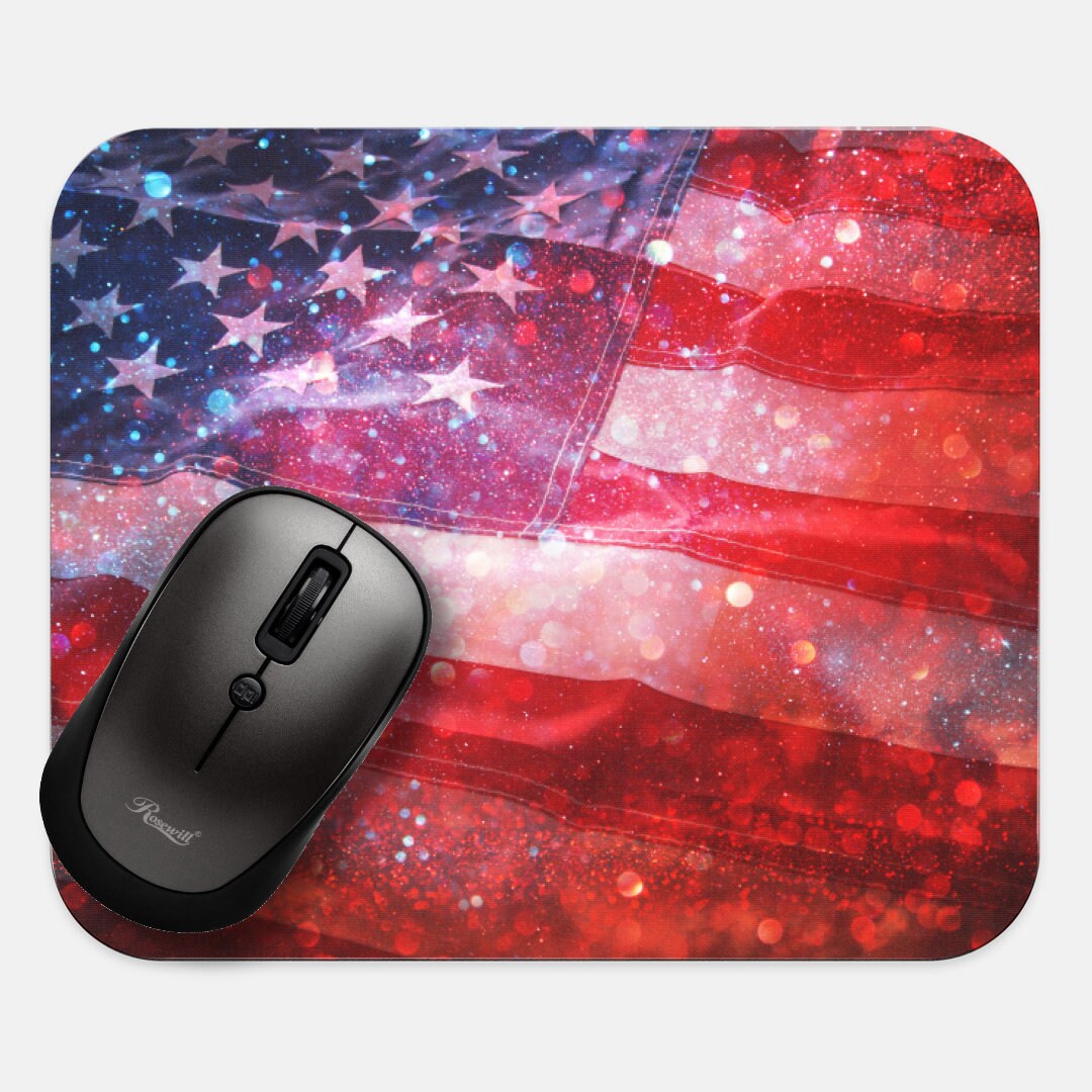 Patriotic USA Mouse Pad, 9"x8" Flag Stars Mouse Pad, Tech Desk Office ...