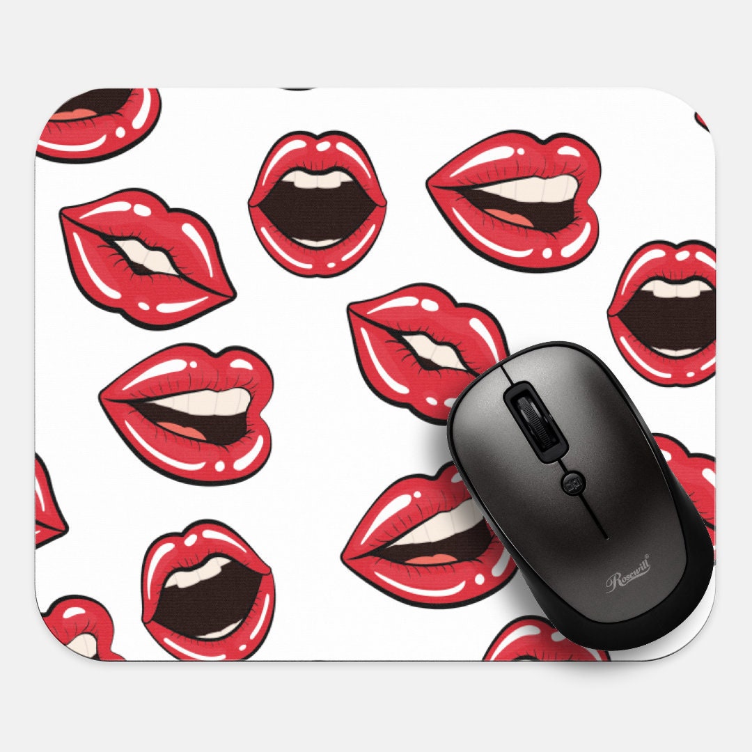 Lips Kiss Mouse Pad, 9"x8" Kiss Print Mouse Pad, Tech Desk Computer Pad ...