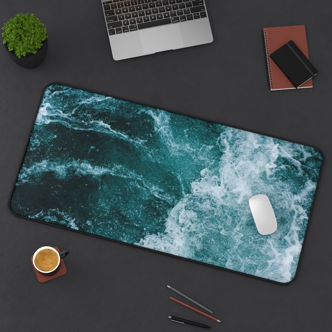 LARGE Ocean Waves Desk Mat, 3 Sizes Non Slip Desk Pad, Office Computer ...