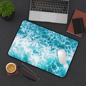 LARGE Ocean Waves Desk Mat, 3 Sizes Non Slip Desk Pad, Office Computer ...
