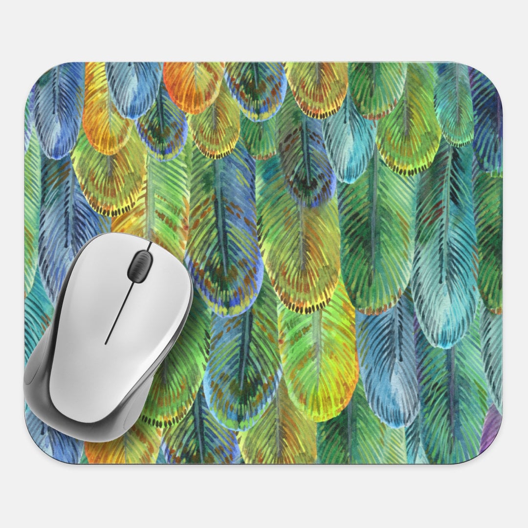 Feathers Bird Mouse Pad, 9"x8" Feather Animal Mouse Pad, Tech Desk ...