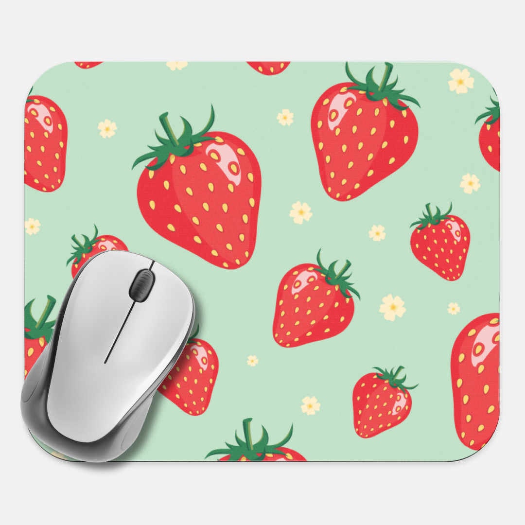 Strawberries Mouse Pad, 9"x8" Food Fruit Print Mouse Pad, Tech Desk ...