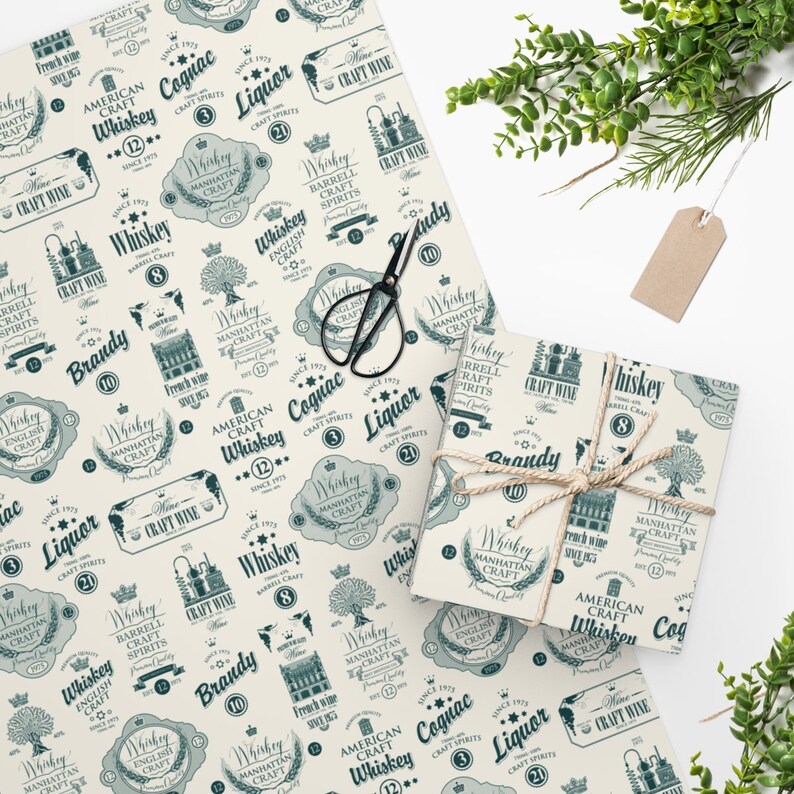 Whiskey Alcohol Wrapping Paper Two Sizes Sustainably - Etsy
