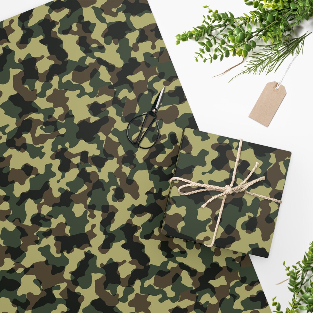 Camouflage Wrapping Paper, Two Sizes, Sustainably Sourced, Party ...