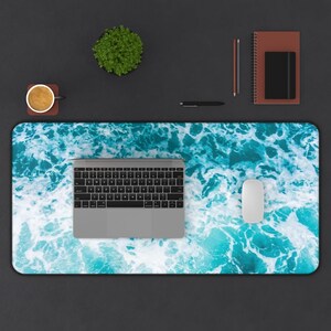 LARGE Ocean Waves Desk Mat, 3 Sizes Non Slip Desk Pad, Office Computer ...