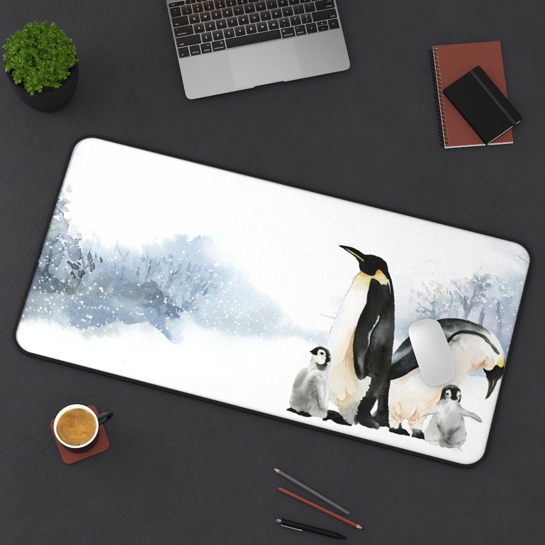 LARGE Penguins Desk Mat, 3 Sizes Non Slip Desk Pad, Office Computer ...