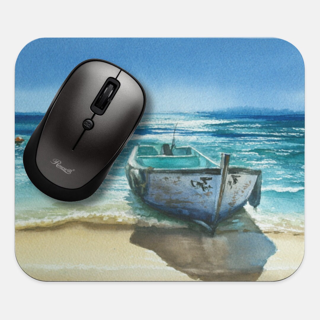 Ocean Boat Mouse Pad, 9x8 Sea Ocean Wave Mouse Pad, Tech Desk Office ...