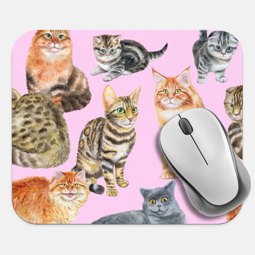 Cats Mouse Pad, 9"x8" Funny Cat Kitten Animal Mouse Pad, Tech Desk ...