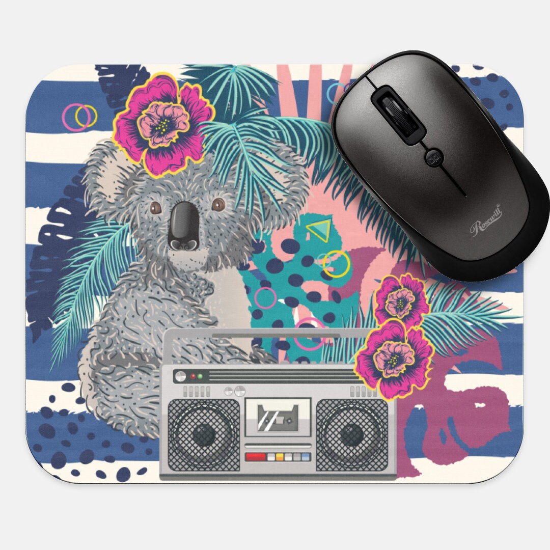 Retro Koala 80's Mouse Pad, 9"x8" Music Party Mouse Pad, Tech Desk ...