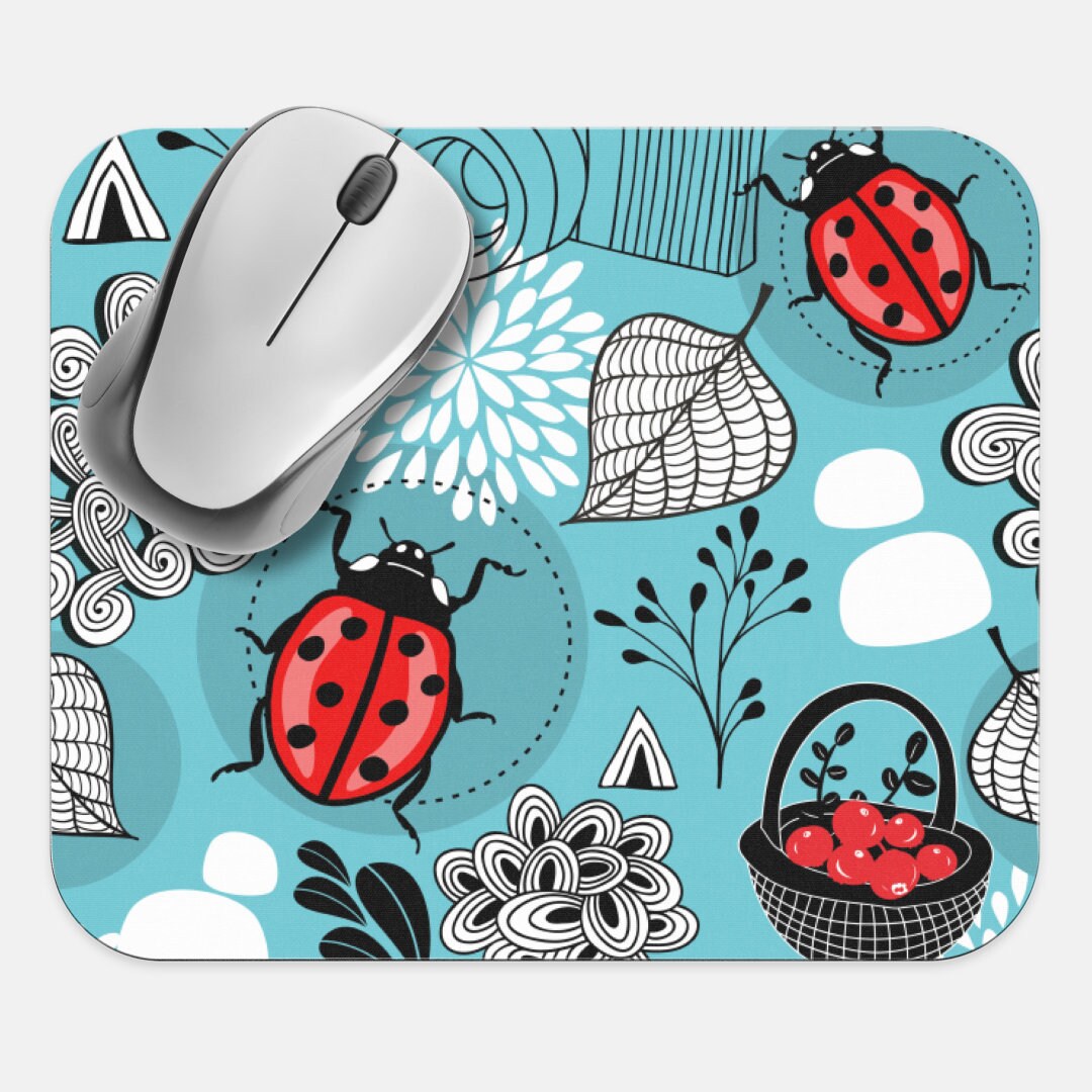 Lady Bugs Mouse Pad, 9"x8" Ladybugs Animal Print Mouse Pad, Tech Desk ...