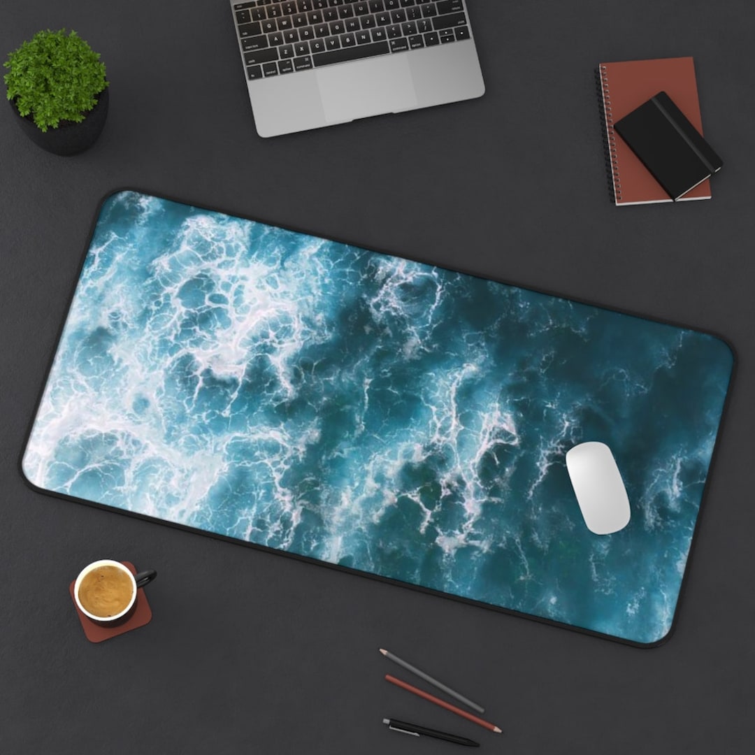 LARGE Ocean Waves Desk Mat, 3 Sizes Non Slip Desk Pad, Office Computer ...