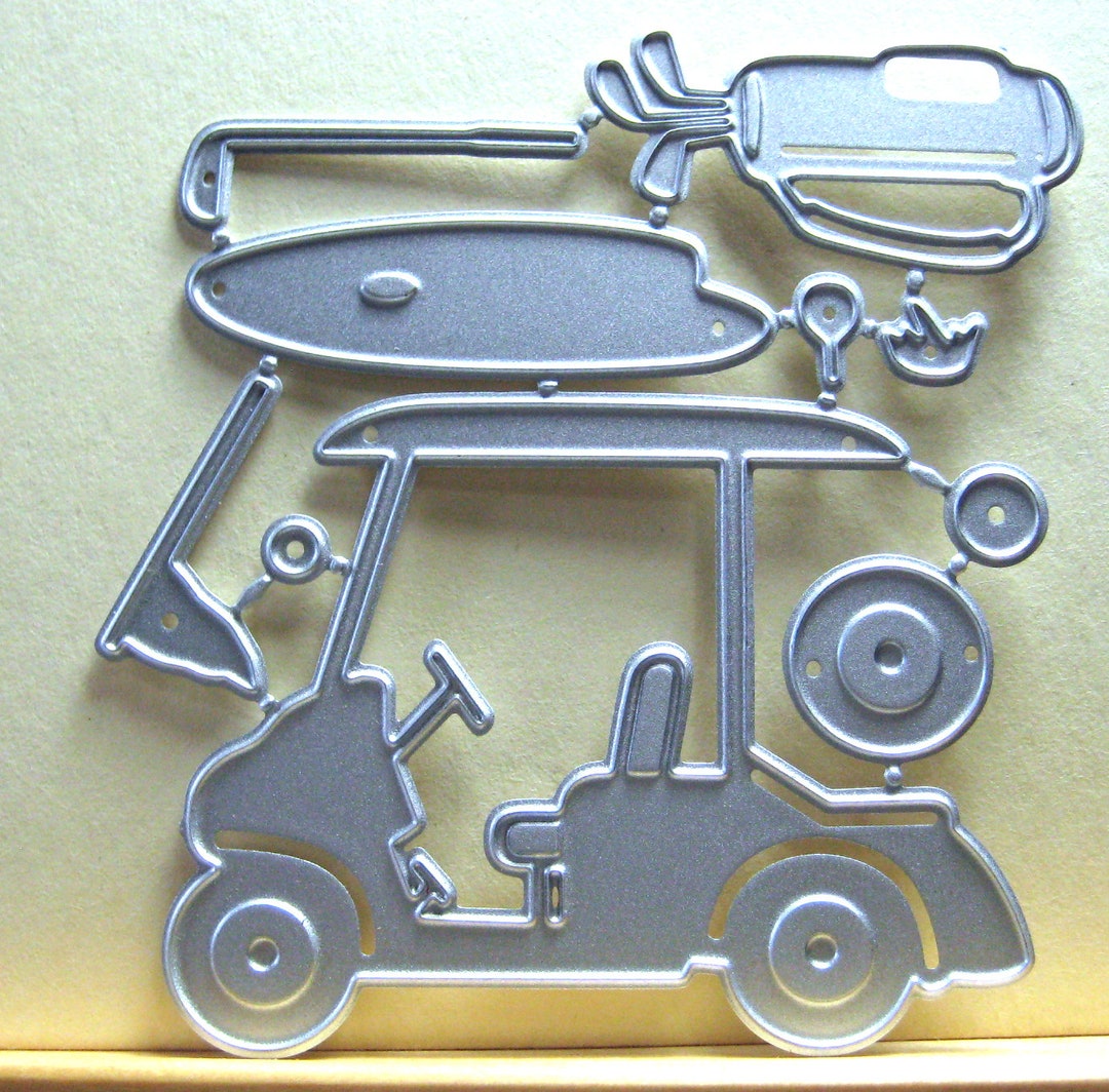 Golfing Cutting Die Set, Ball, Bag, Iron, Cart, Tee, Tiny Grass Piece ...