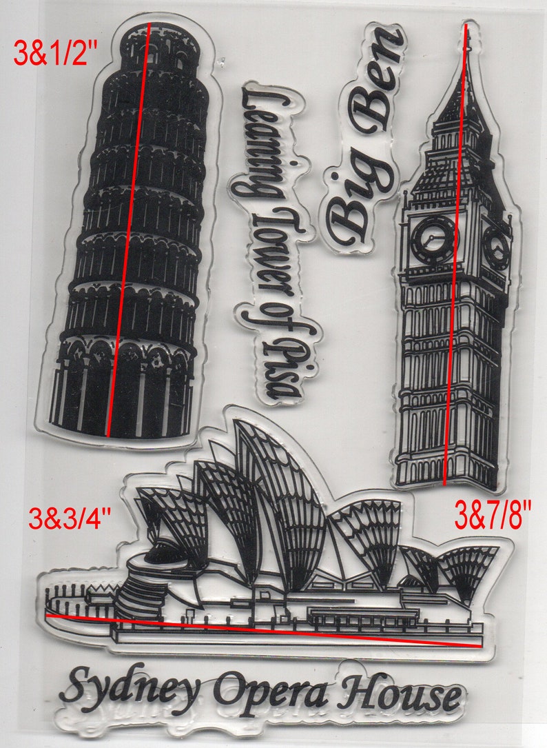 Big Ben, Leaning Tower of Pisa, Sydney Opera House, Clear Cling Stamps ...