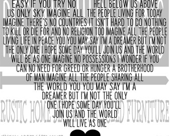 Imagine lyrics | Etsy