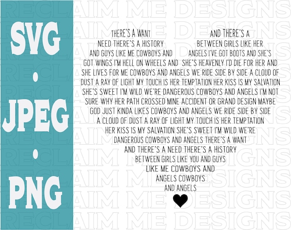 Cowboys and Angels Heart Shaped SVGPNG and JPEG File | Etsy