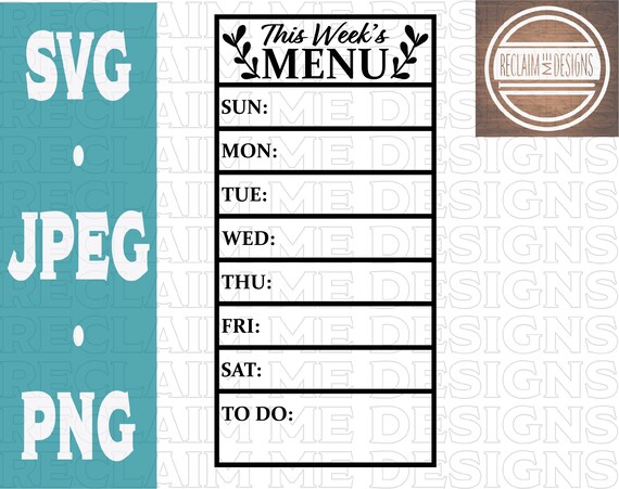 This Week's Menu SVGPNGand JPEG file | Etsy