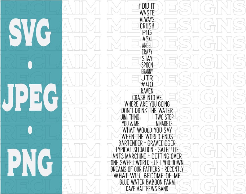 Dave Matthews Band Guitar Shaped SVG,PNG, and JPEG File - Etsy