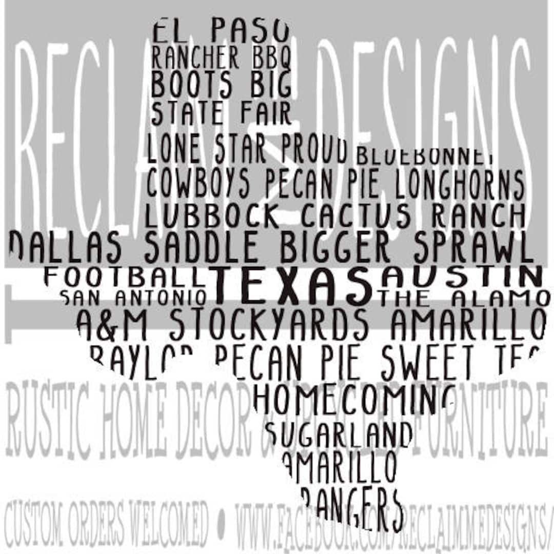 Texas Word Art Typography JPEG PNG File - Etsy