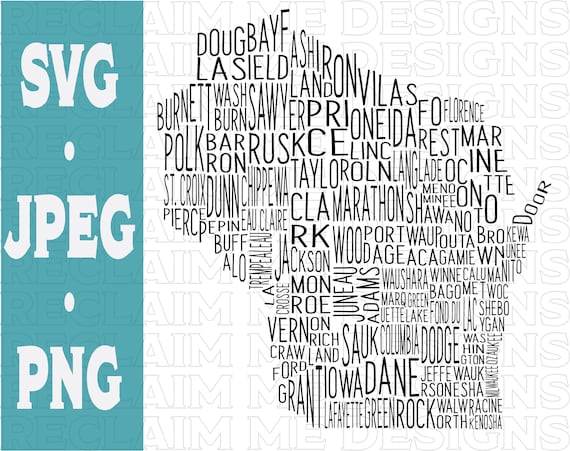 Wisconsin Word Art Map SVGPNG and JPEG File - Etsy Finland