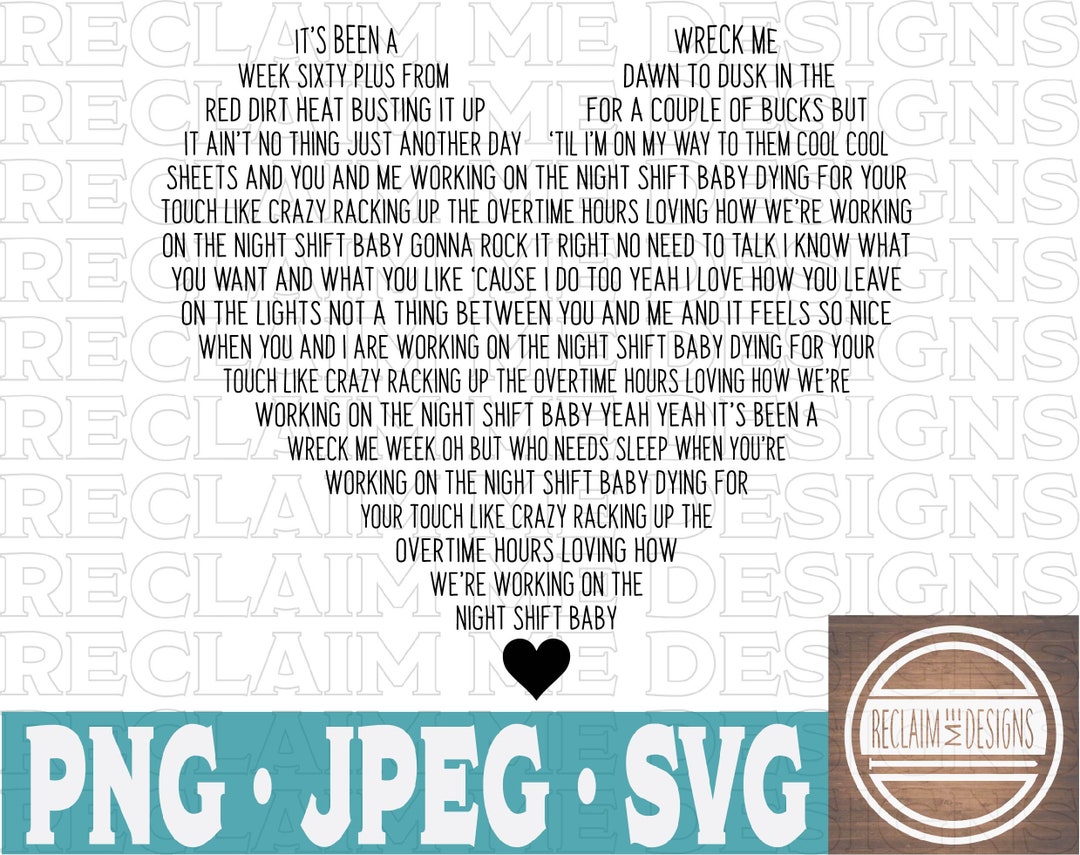 Night Shift Heart Shaped SVG,PNG, and JPEG File - Etsy