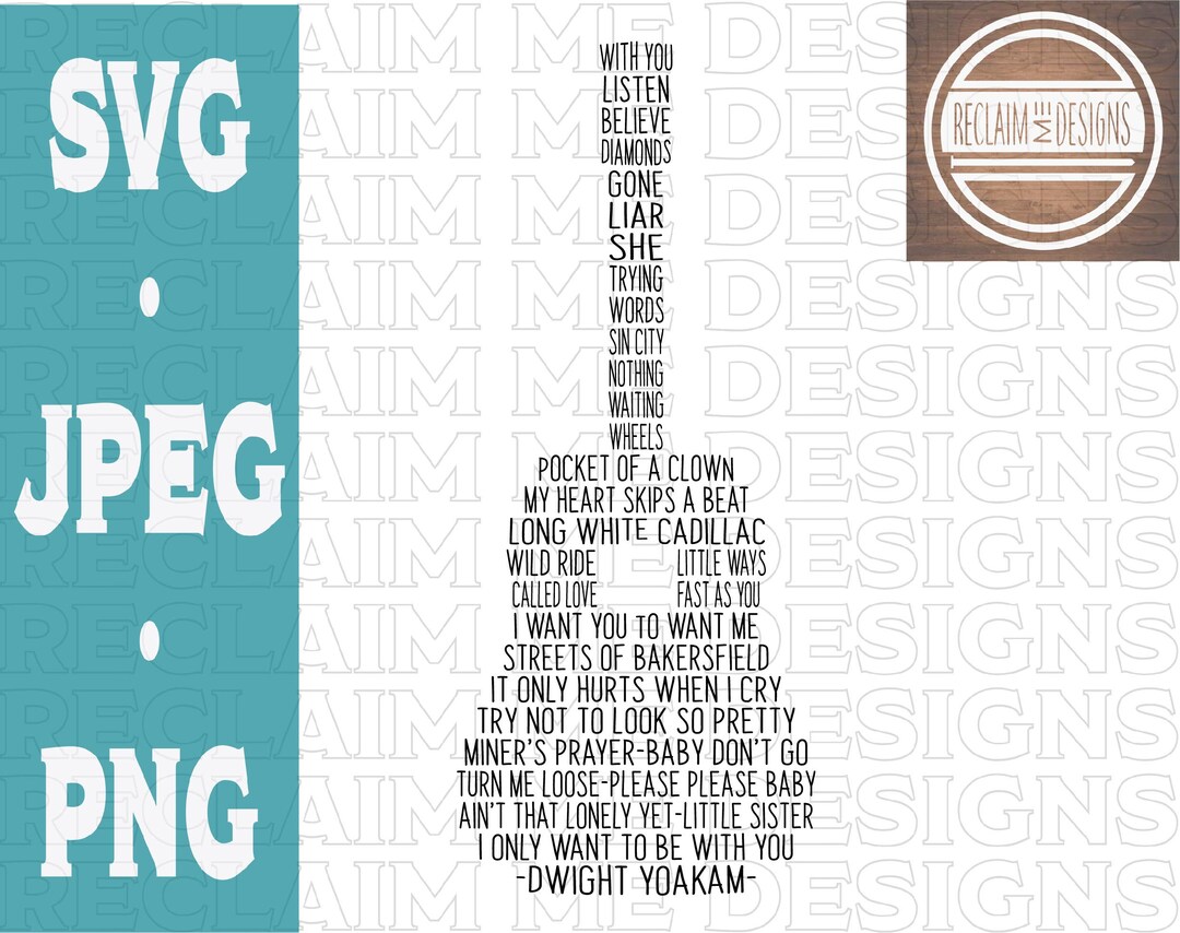 Dwight Yoakam Guitar Shaped SVG,JPEG, and PNG File - Etsy